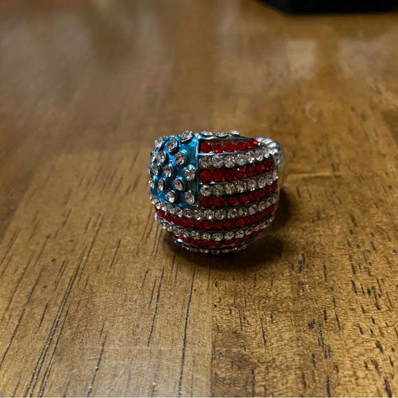 Jewelry | Stretch Crystal American Flag Ring 6 1 | Poshmark